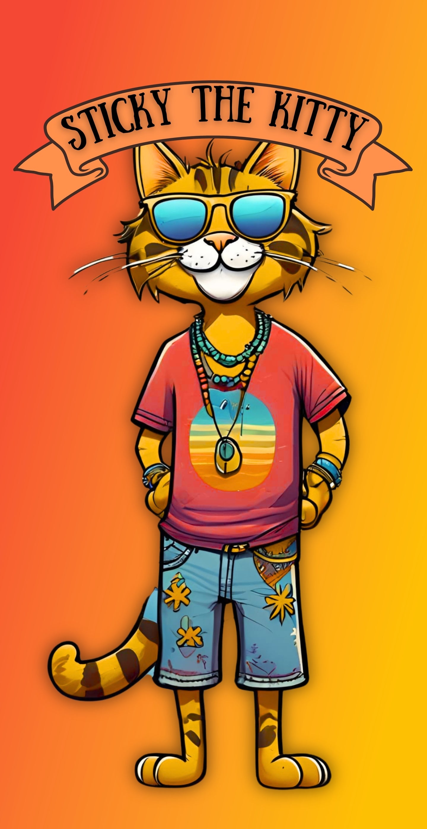 Sunset Sticky Lock Screen – Sticky The Kitty
