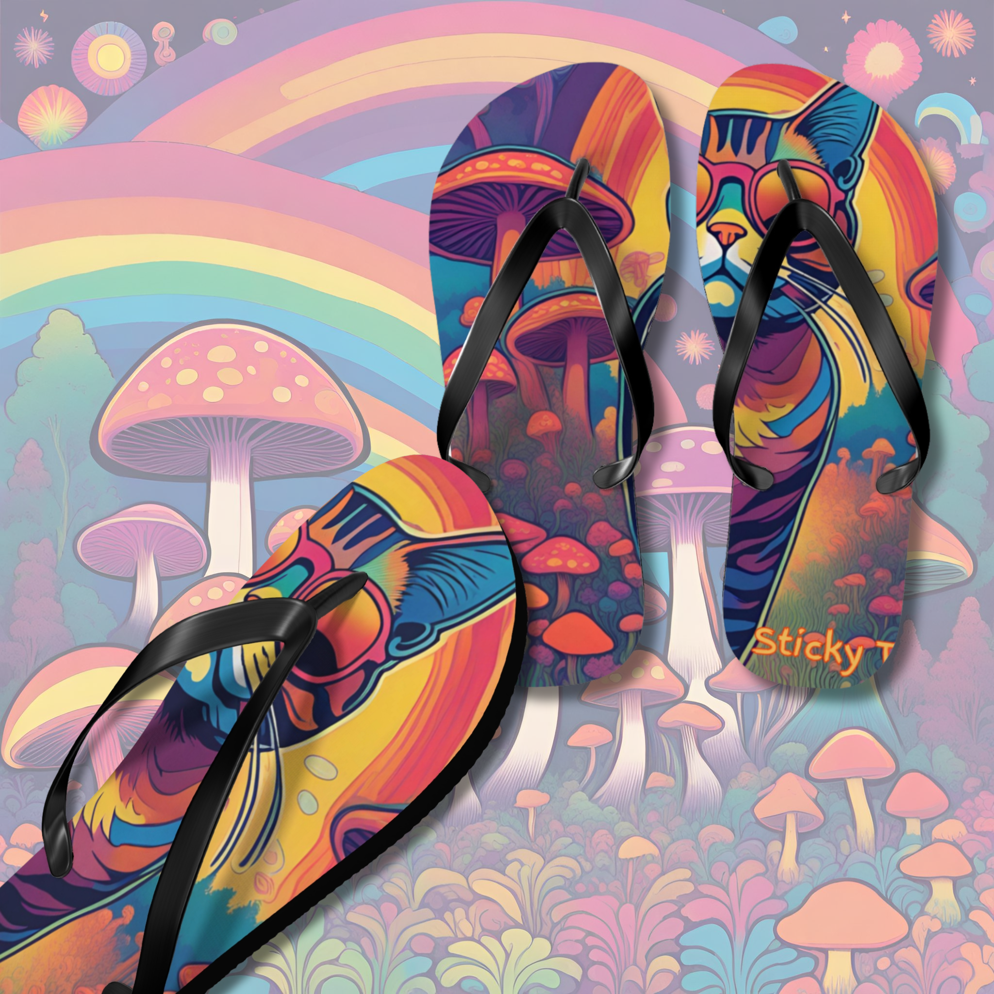 Psychedelic Sticky - Flip Flops – Sticky The Kitty